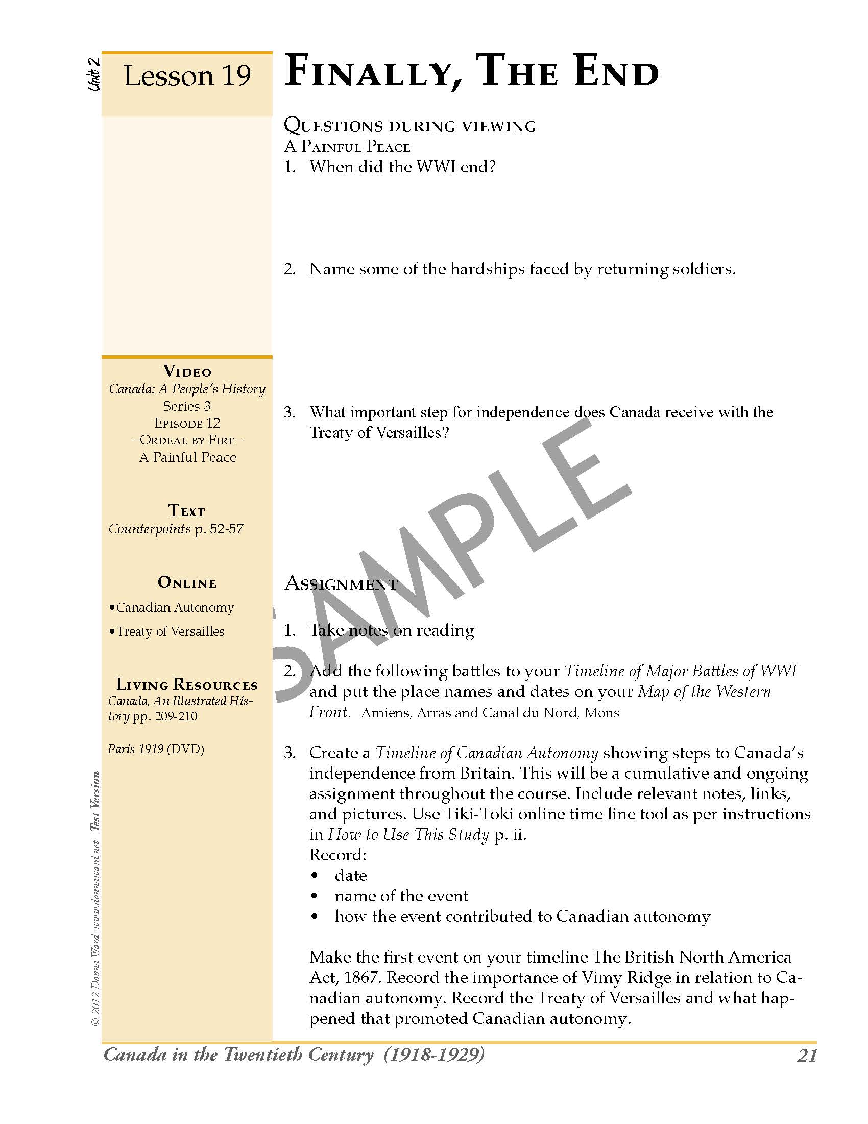 Canada in the 20th Century High School Course – Northwoods Press