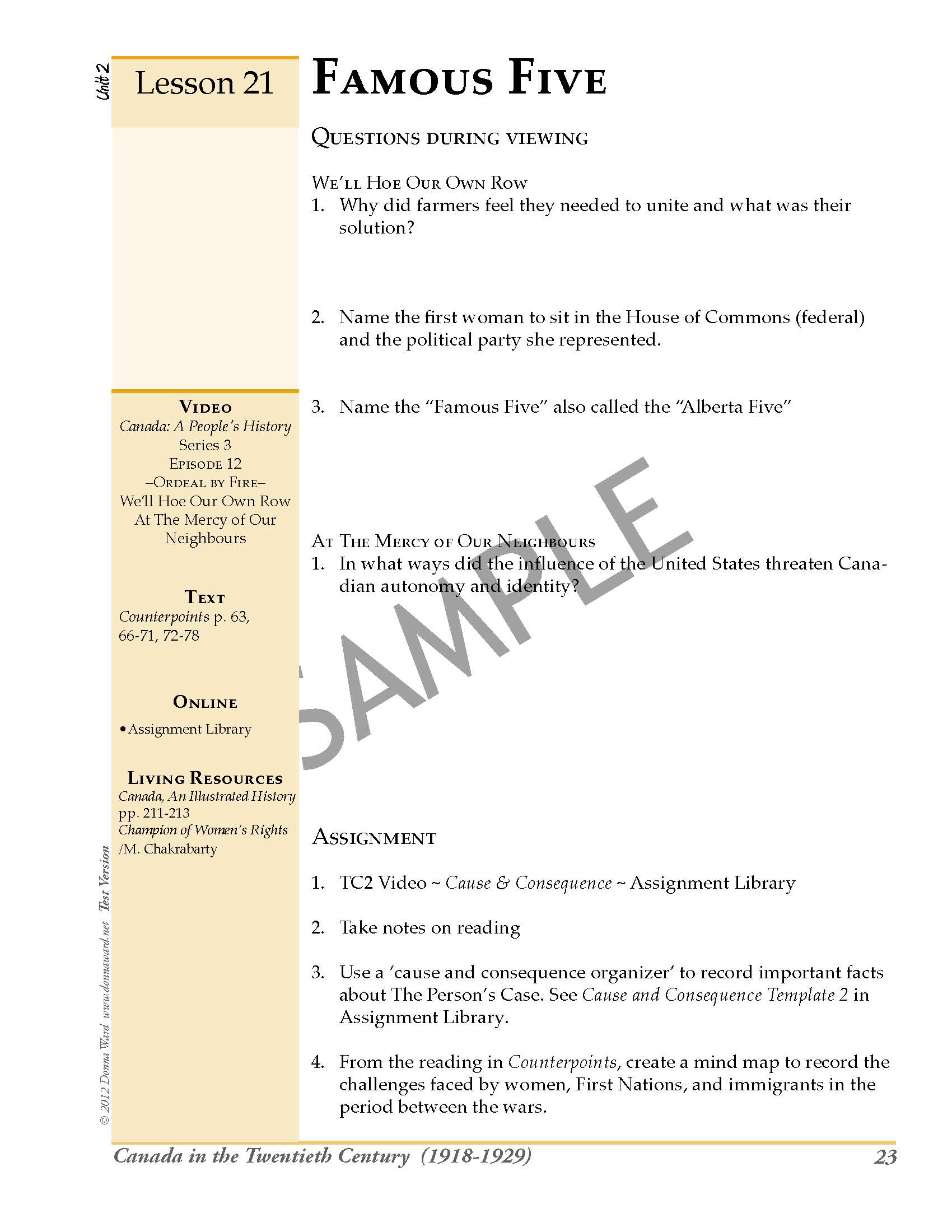 Canada in the 20th Century High School Course – Northwoods Press