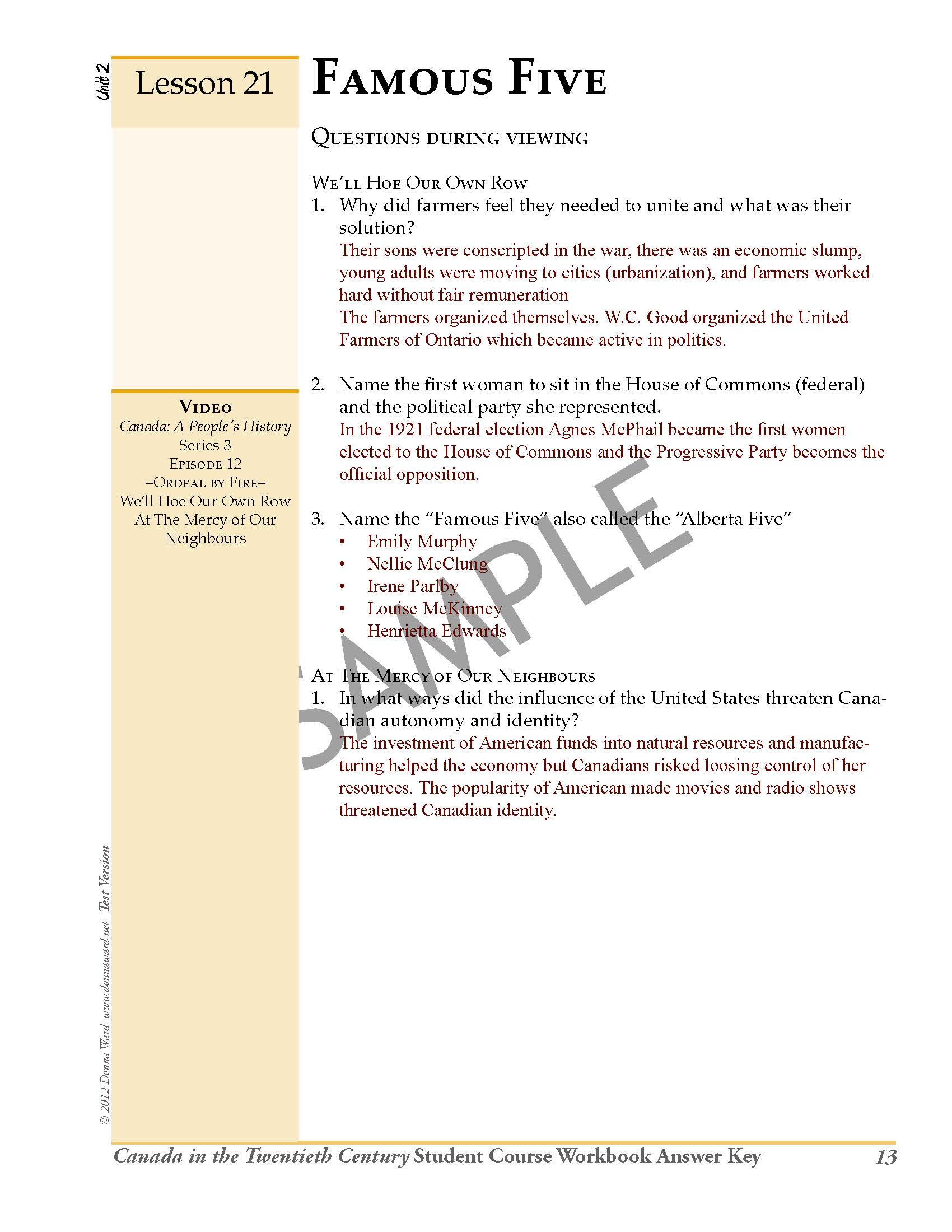 Canada in the 20th Century High School Course – Northwoods Press