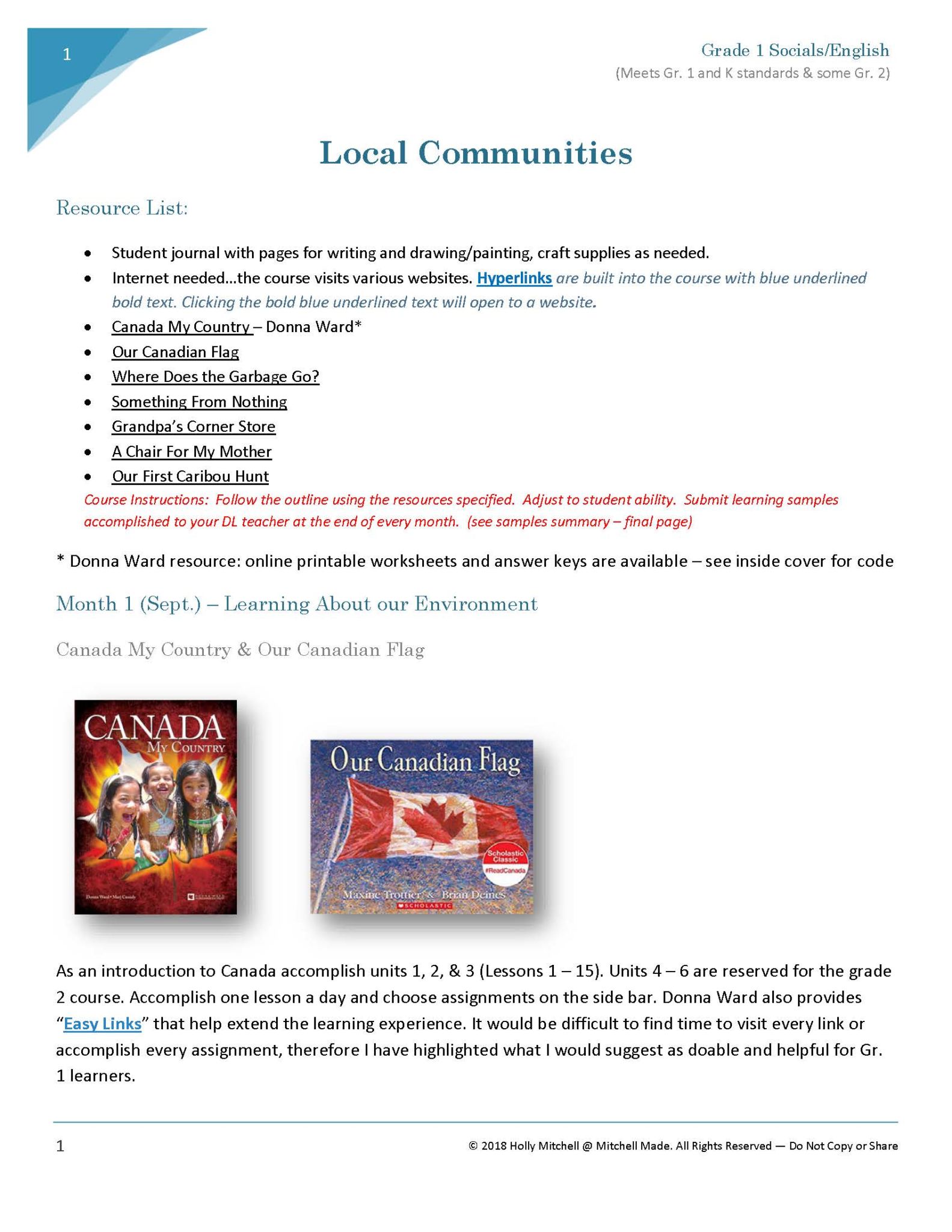 Grade 1: Canada & Local Communities Course (Mitchell Made) - Northwood ...